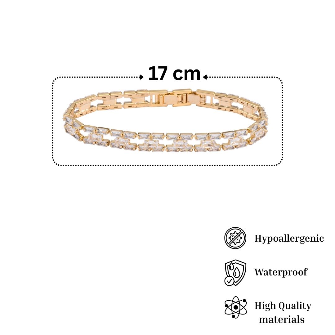 Premium Double Row Baguette American Diamond Link Bracelet for Women ...